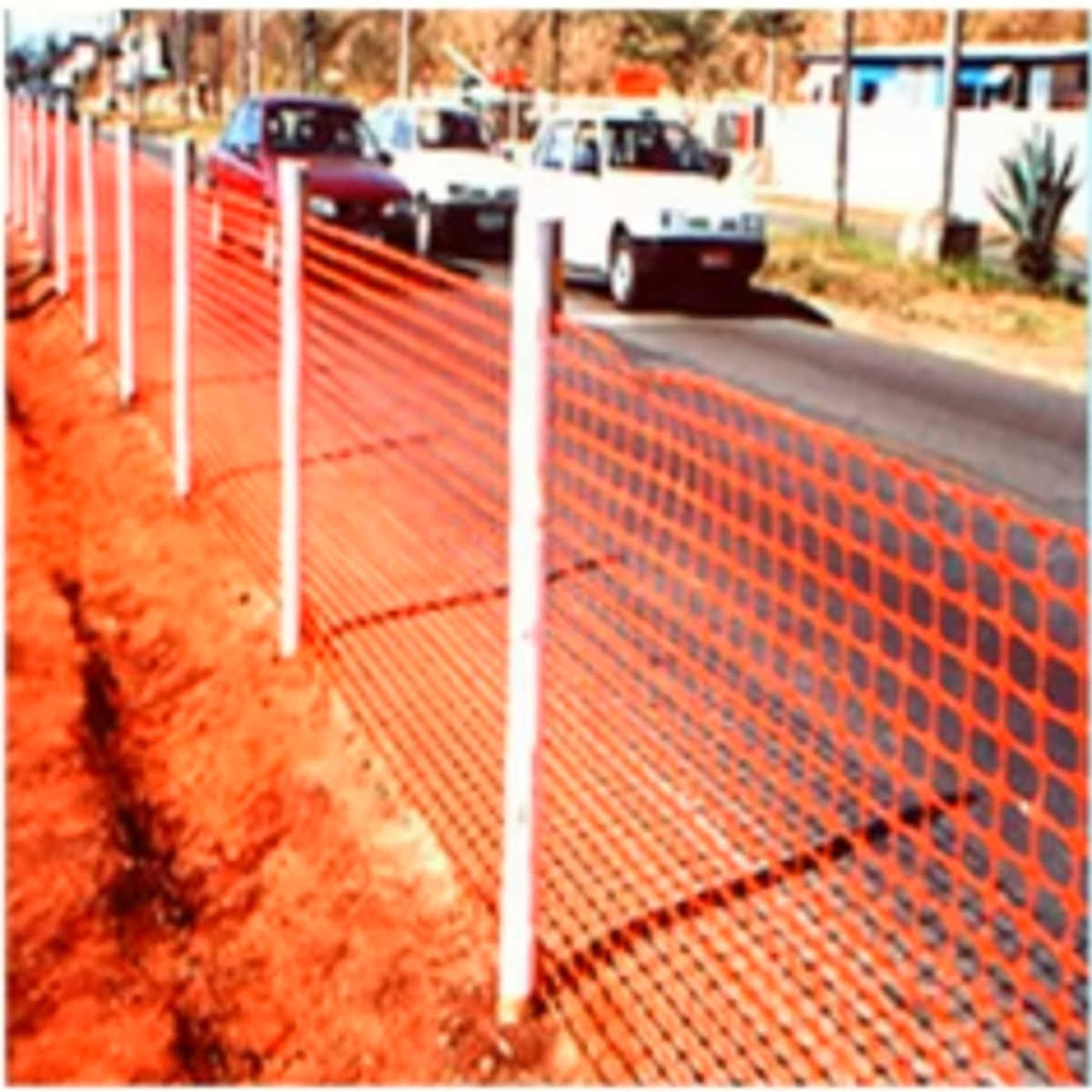 Tela Sinalização Tapume Extrusada Laranja 1,20x50 Metros
