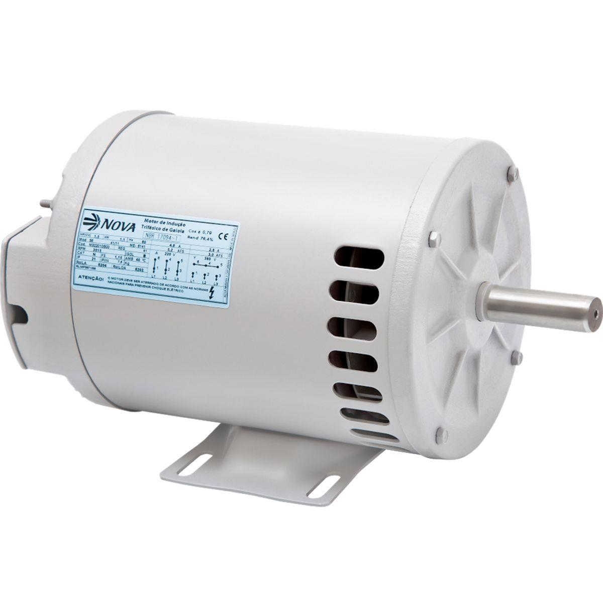 Motor Elétrico Nova Motores Ip-21 de 1,5 Cv 2 Pólos Trifásica 220/380v