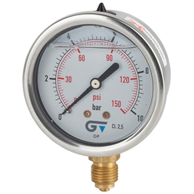 Manometro Com Glicerina Genebre Saida Vertical 1 4pol 0 A 16 Bar 240 Psi manometro-com-glicerina-genebre-saida-vertical-1-4pol-0-a-16-bar-240-psi