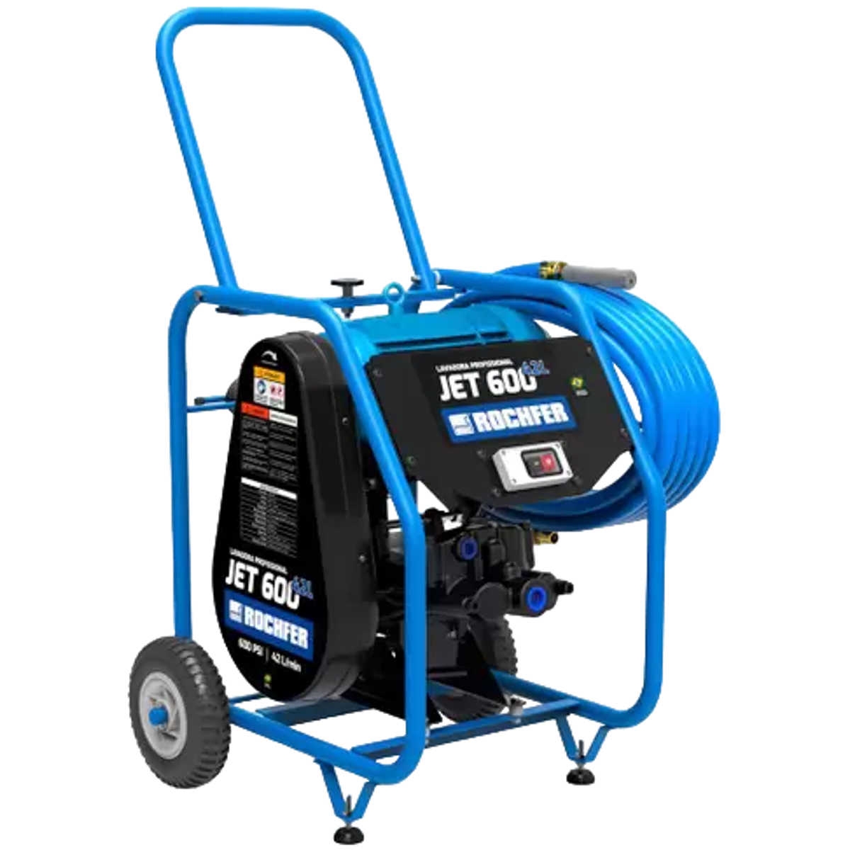 Lavadora Rochfer Jet 600x42 e Motor Weg 5cv Trifasico com Mangueira e Carrinho