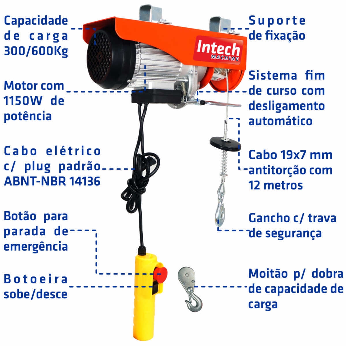 Guincho Eletrico Intech Machine Elev600 220v