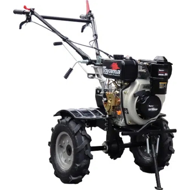 Motocultivador a Diesel Toyama TDT100R-XP 4T 5CV Rodas Auxiliares e Enxadas de 100cm Partida Manual