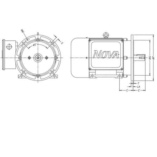 Motor Eletrico Nova ME-2592 Blindado 2CV Monofasico 110/127/220/254V ...